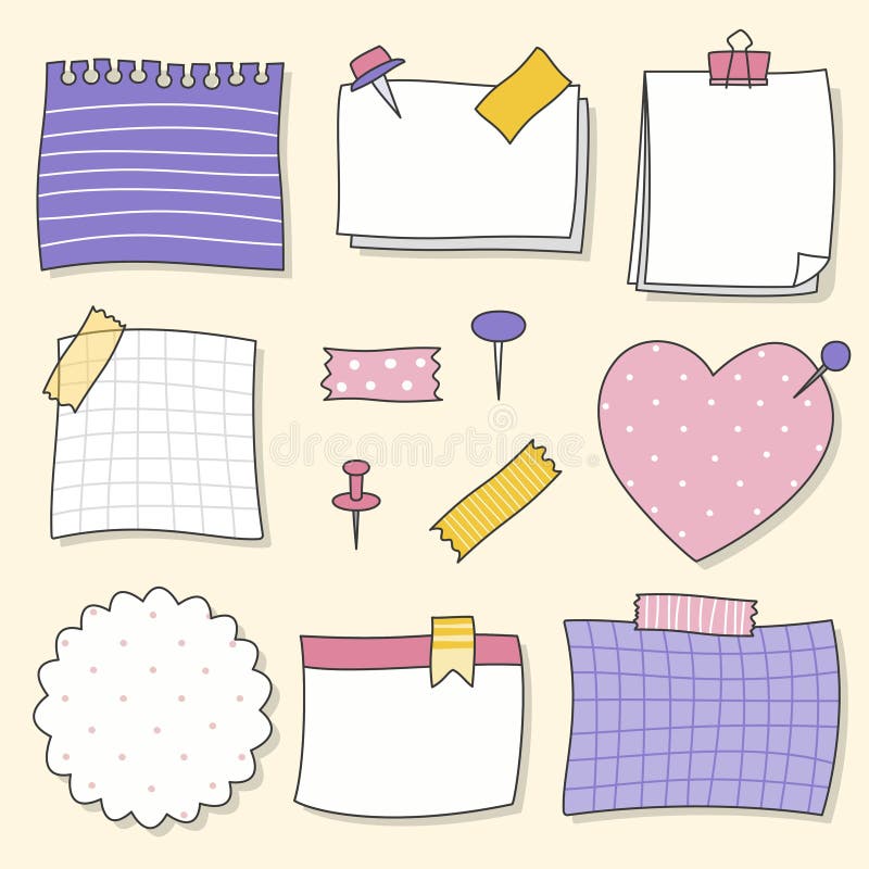 Note Paper or Sticky Note Vector Set Stock Vector - Illustration of ...