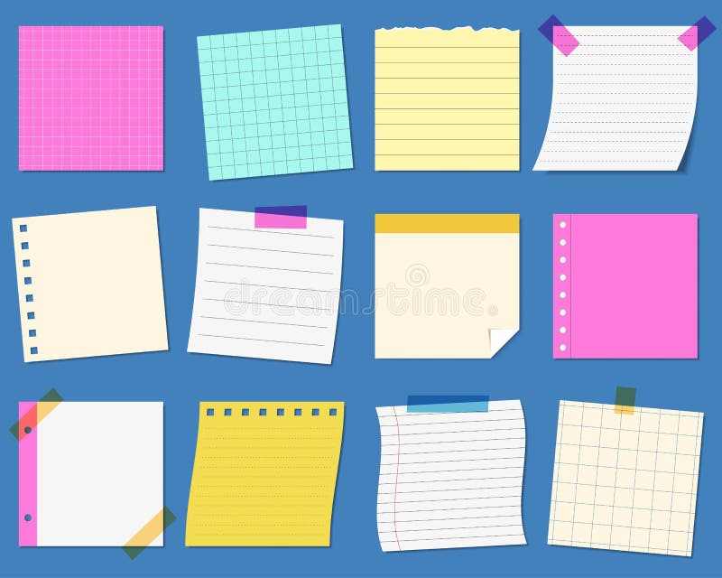 Note Paper or Sticky Note Vector Set Stock Vector - Illustration of ...