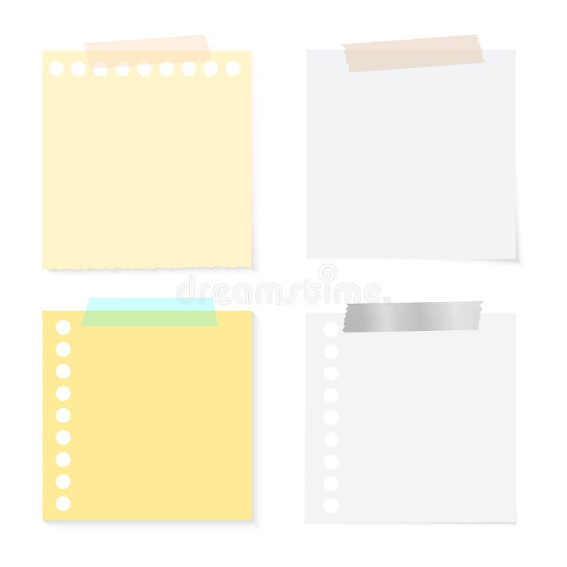 Note Paper with Tape in Yellow and White Color Stock Vector ...