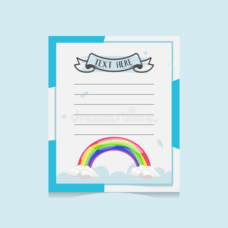 Note Paper Template Rainbow Cartoon Design Concept Isolated Stock ...