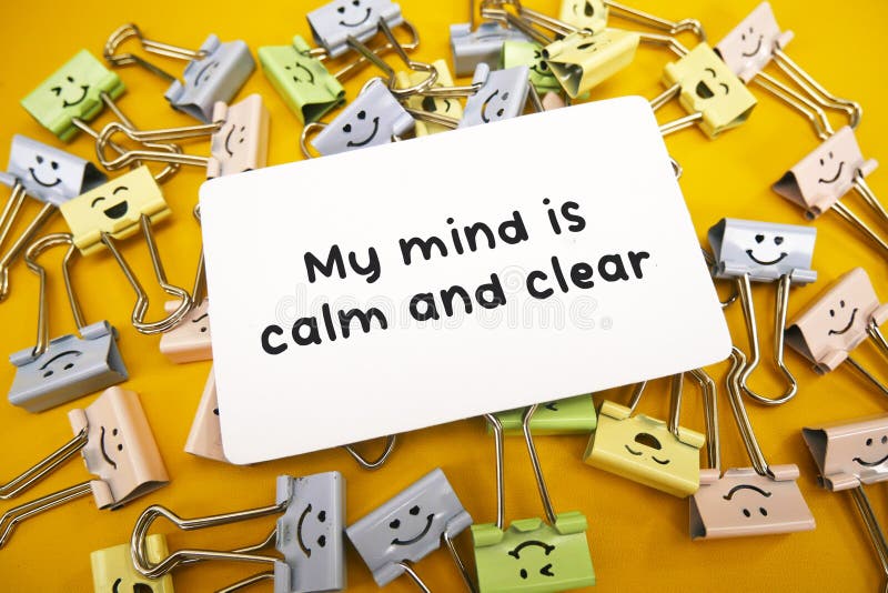 Note Paper with Text My Mind is Calm and Clear with Smile Emoji Clip ...