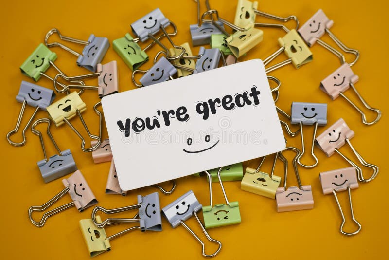 Note Paper with the Text You are Great on Top of a Pile of Paper Clips ...