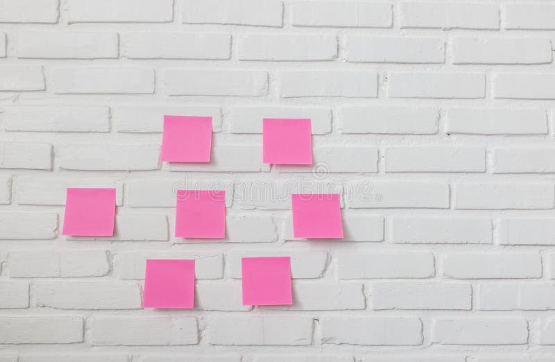Note Paper on White Brick Wall Stock Image - Image of built, detail ...