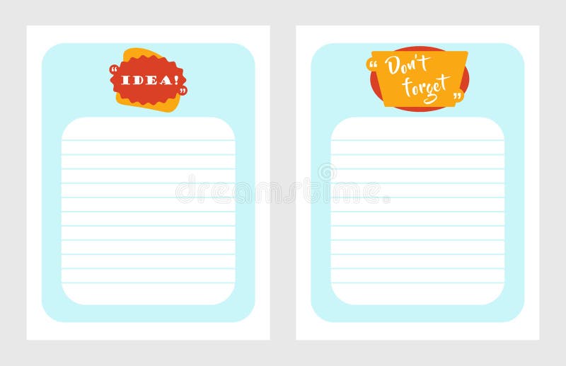 Note Papers. Agenda and Reminder Page. Lined Notepaper Template ...