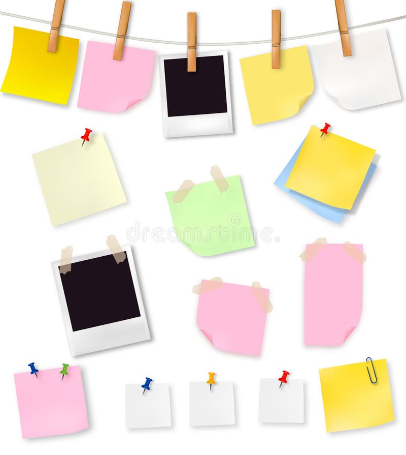 Note Papers and Office Supplies. Stock Vector - Illustration of object ...