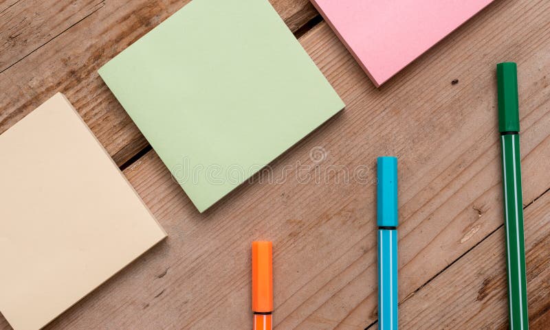 Note Papers and Pen Above Coloured Backdrop. Pastel Colour Stationary ...