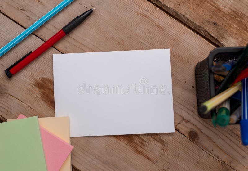 Note Papers and Pen Above Coloured Backdrop. Pastel Colour Stationary ...