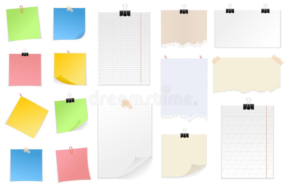 Note Papers Set Graphic Elements in Flat Design. Vector Illustration ...