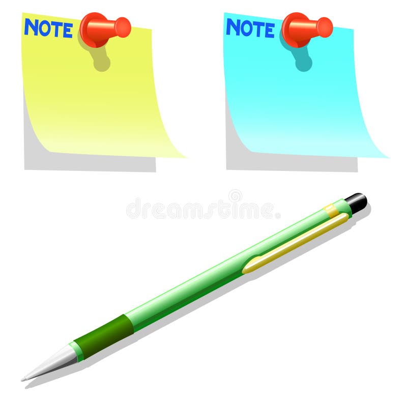 Note and pen stock illustration. Illustration of author - 12070208