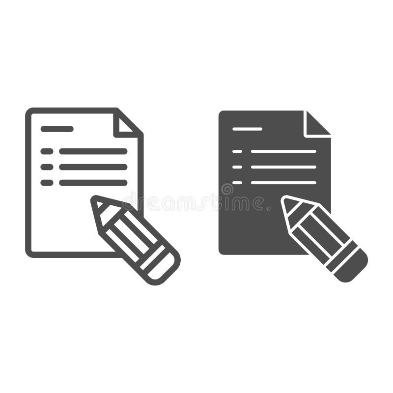 Note and Pencil Line and Glyph Icon. Pencil and Document Vector ...