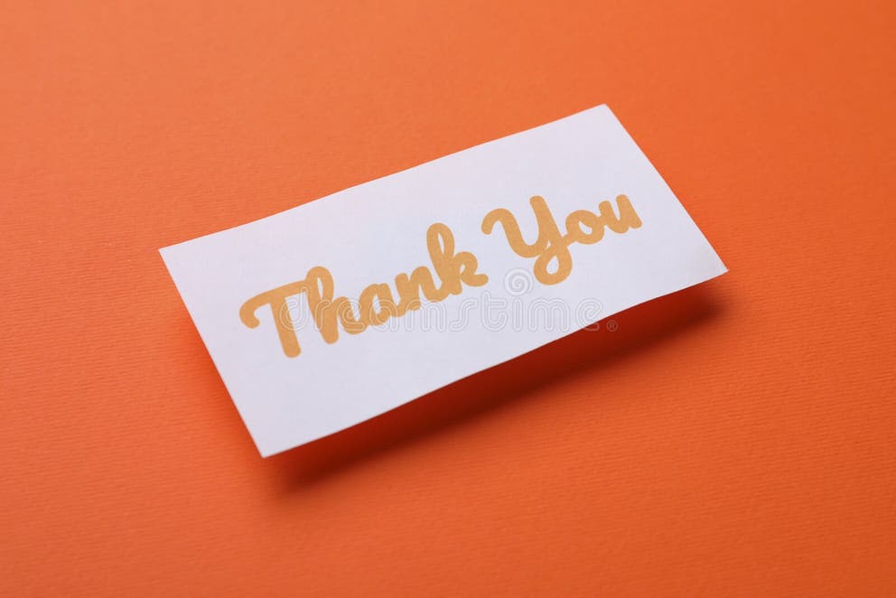 Note with Phrase Thank You on Orange Background Stock Image - Image of ...