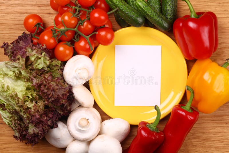 Note on a plate stock image. Image of pepper, tomato - 51657753