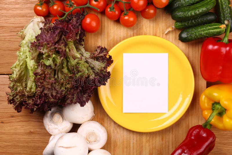 Note on a plate stock photo. Image of template, mushrooms - 51657776