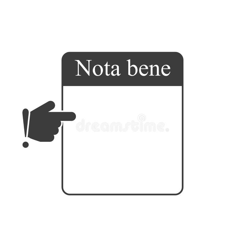 Note, Quote, Footnote Textbox. Nota Bene Latin Phrase. Forefinger and ...