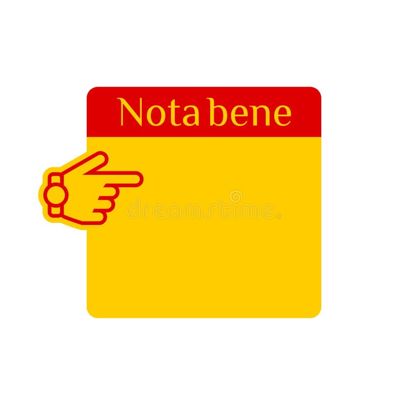 Nota Bene Latin Phrase Black Icons. Forefinger and Empty Text Box ...