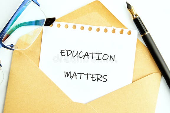 A Note Reading Education Matters is Placed Inside an Envelope on a Desk ...