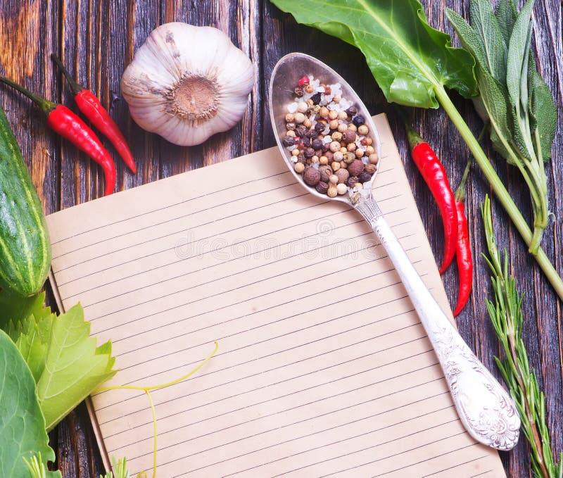 Note for recipe stock image. Image of menu, food, board - 76732125