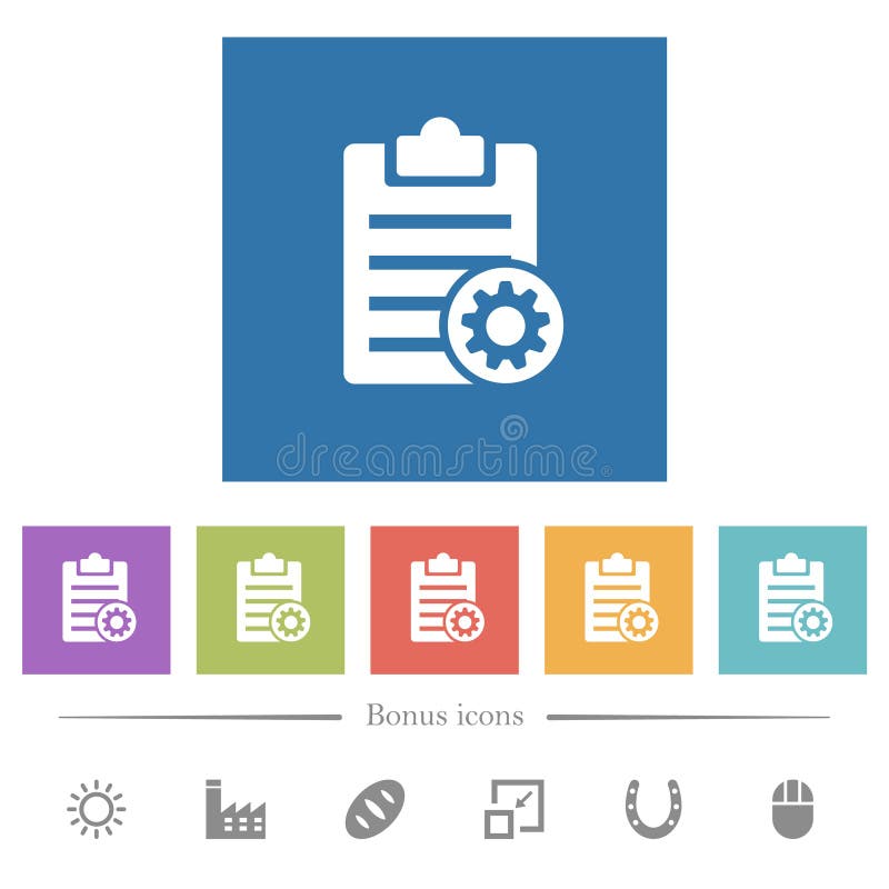 Note Settings Flat White Icons in Square Backgrounds Stock Vector ...