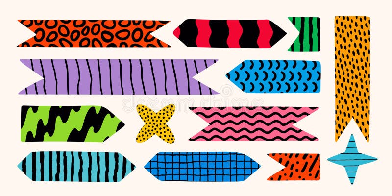 Note Sticker and Abstract Paper Shape Collection with Colorful Patterns ...