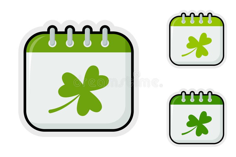 Note Sticker Set with Calendar with Clover Stock Vector - Illustration ...