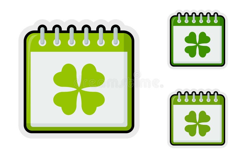 Note Sticker Set with Calendar with Clover Stock Vector - Illustration ...