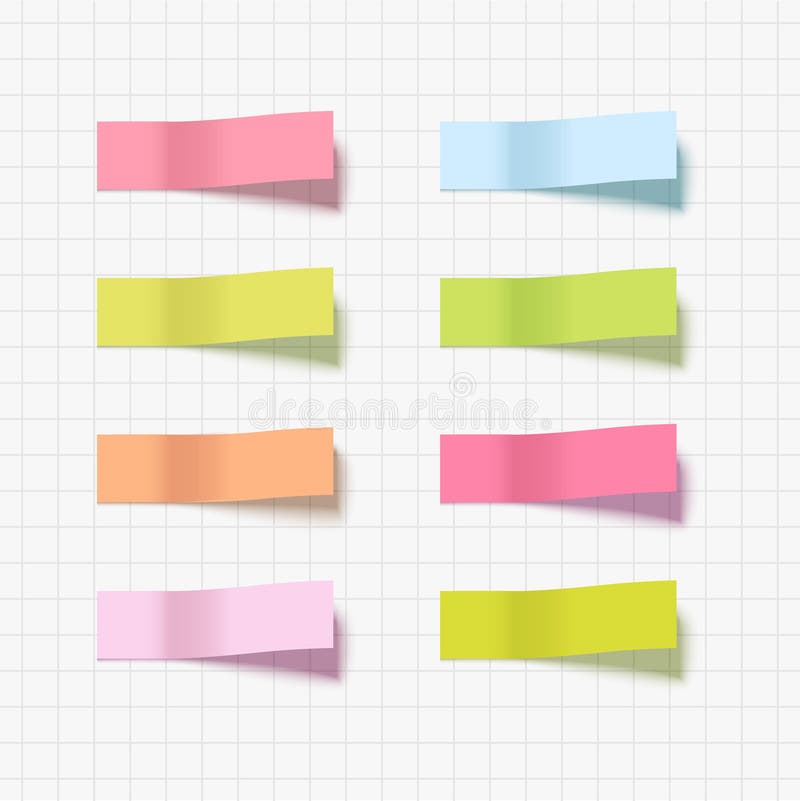 Note Sticky Sticker Isolated. Adhesive Office Paper Tape Vector ...