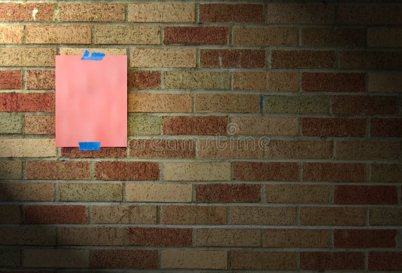 Note taped on brick wall stock image. Image of closeup - 12580163