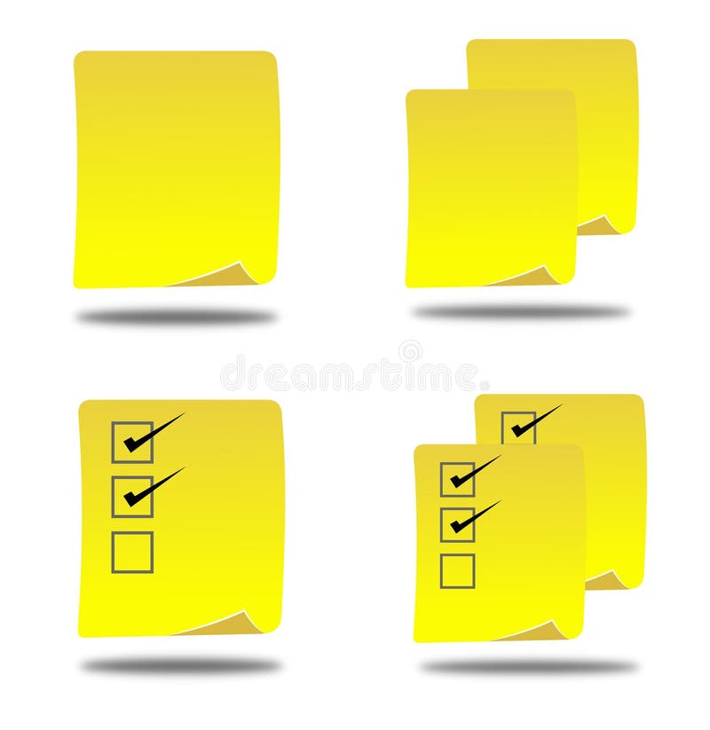 Note with tick mark icons stock illustration. Illustration of paper ...