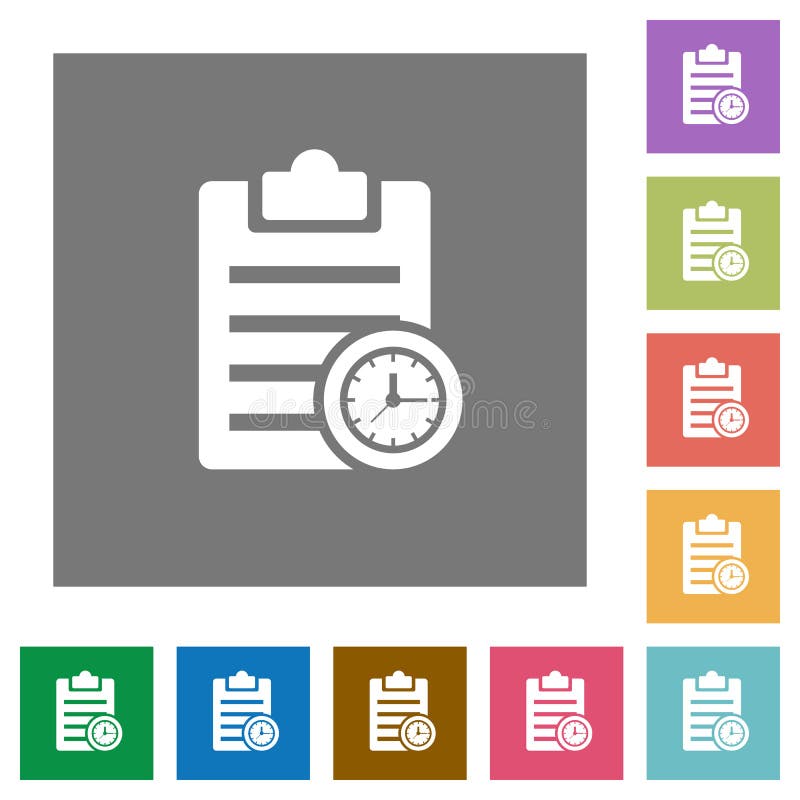 Note Timer Square Flat Icons Stock Vector - Illustration of sketching ...