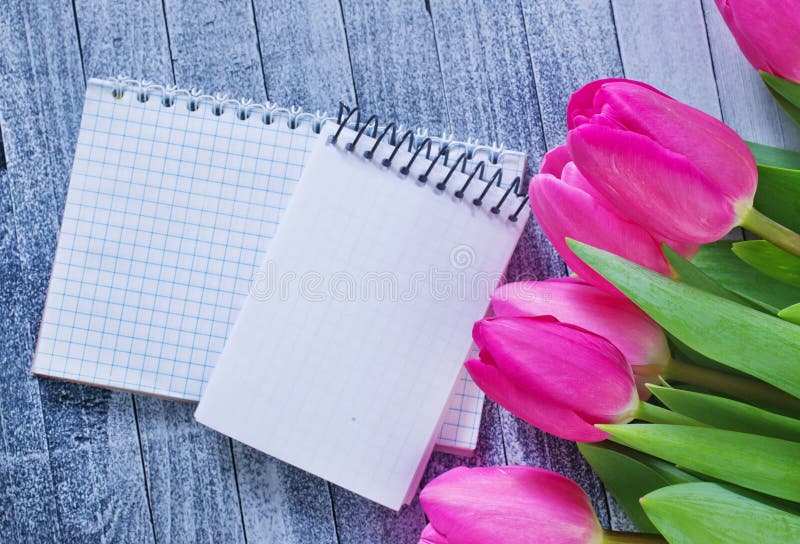 Note and tulips stock image. Image of background, gift - 39141899