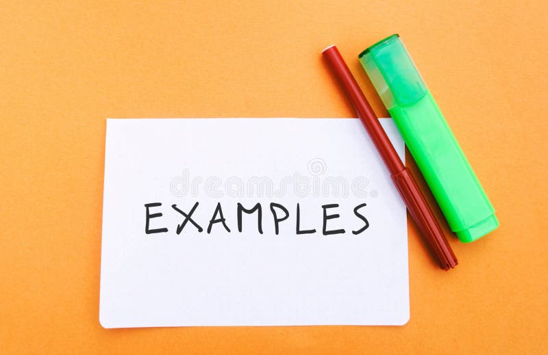 Note with the Word Examples and Markers. Example, Instance, Sample ...