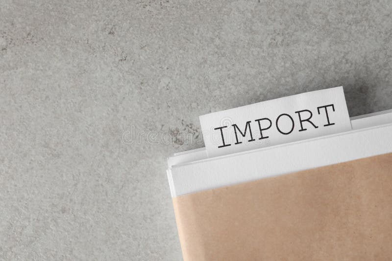 Note with Word Import in Documentation on Light Grey Table, Top View ...