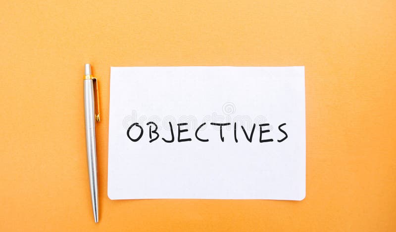 Note with the Word Objectives. Planning, Plans and Tasks. New Business ...