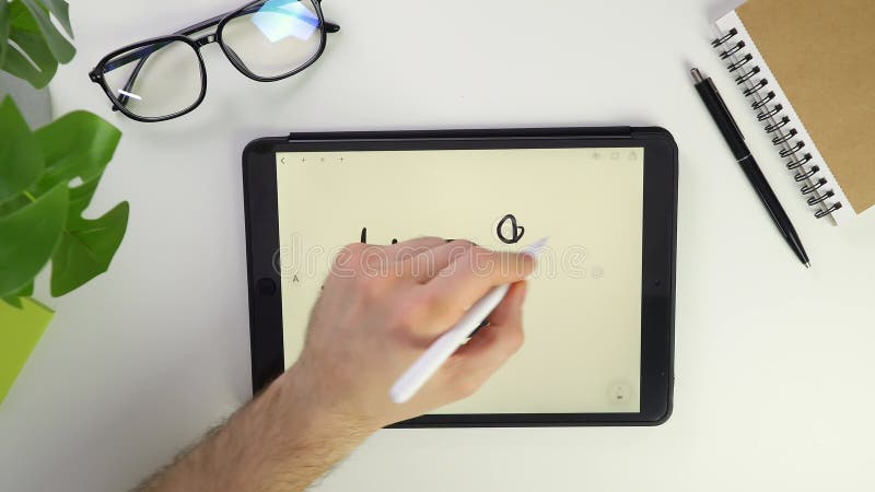 Write Note on Tablet Screen. Electronic Pencil for Widget Notes. Modern ...