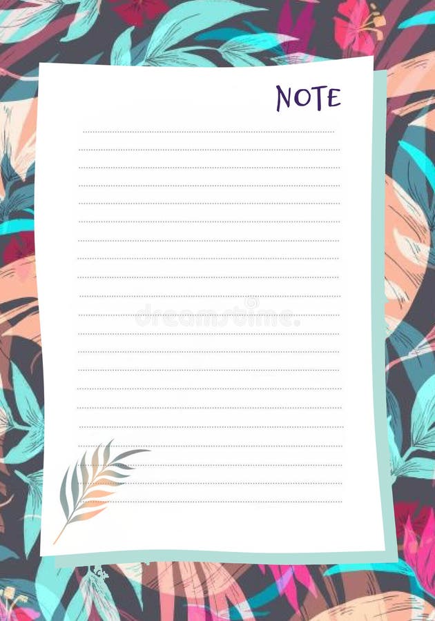 Note Writing Paper with Lemon Fruit Frame Pattern Template Graphic ...