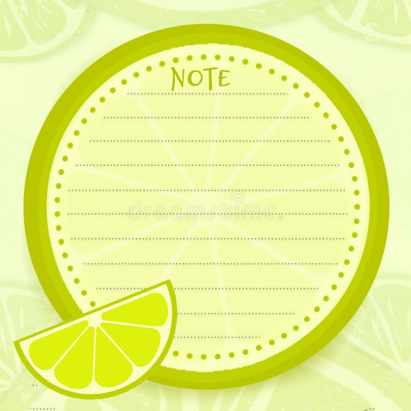 Note Writing Paper with Lemon Fruit Frame Pattern Template Graphic ...