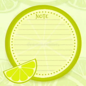 Note Writing Paper with Lemon Fruit Frame Pattern Template Graphic ...