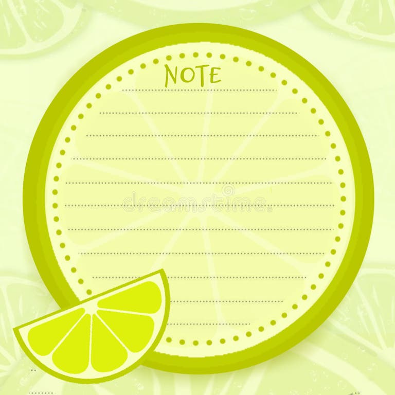Note Writing Paper with Lemon Fruit Frame Pattern Template Graphic ...