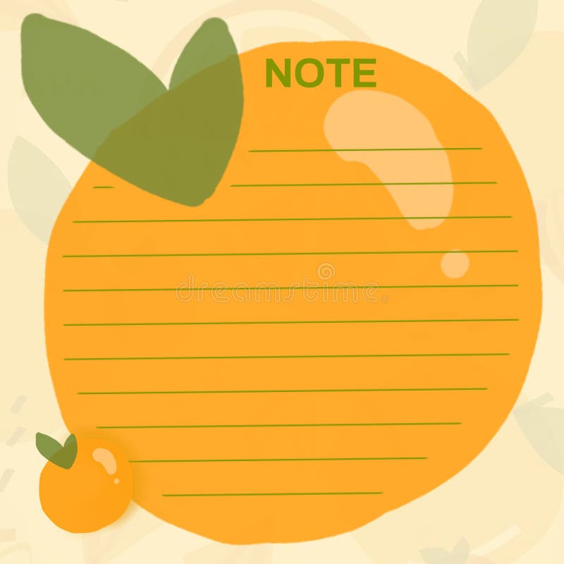 Note Writing Paper with Orange Fruit Frame Pattern Template Graphic ...
