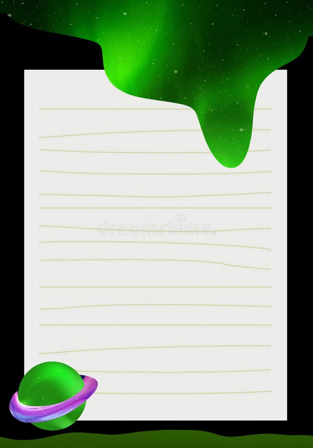 Note Writing Paper with Starry Night Sky Frame Pattern Template Graphic ...
