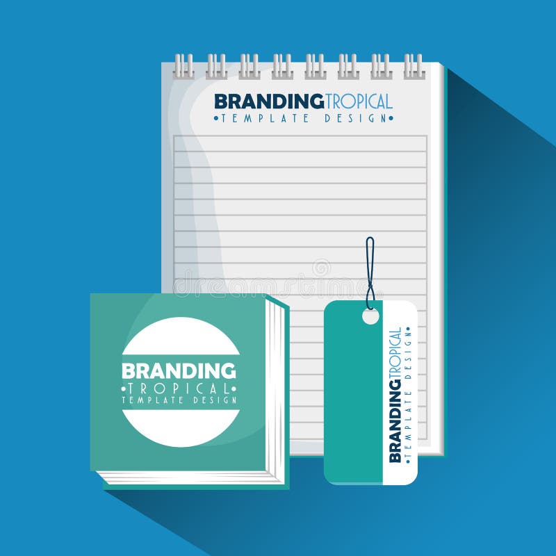 Notebbok with Label and Note Papers Product Stock Illustration ...