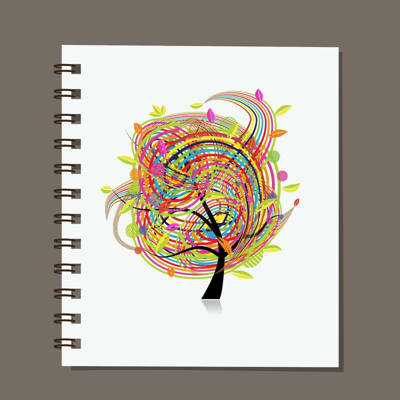 Notebook, Abstract Colorful Tree Design Stock Vector - Illustration of ...