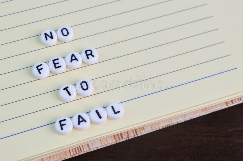 Notebook and Alphabet Beads with Text NO FEAR TO FAIL Stock Image ...
