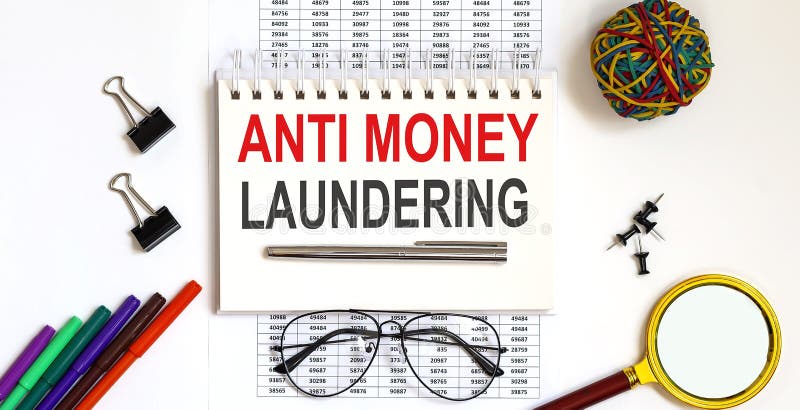 Paper with Anti-money Laundering AML on Chart with Office Tools Stock ...