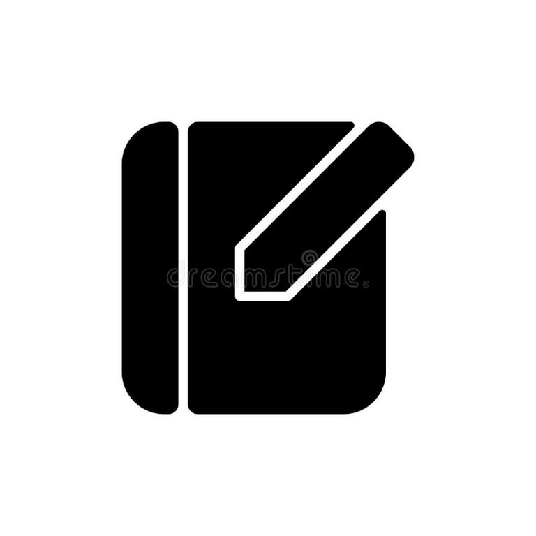 Notebook App Black Glyph Icon Stock Vector - Illustration of diary ...