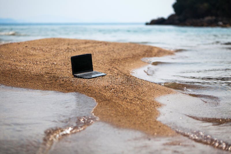 Notebook on a beach stock image. Image of vacation, travel - 52026315
