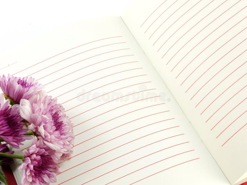 Notebook and Beautiful Chrysanthemums Pink Flowers Bouquet Stock Image ...