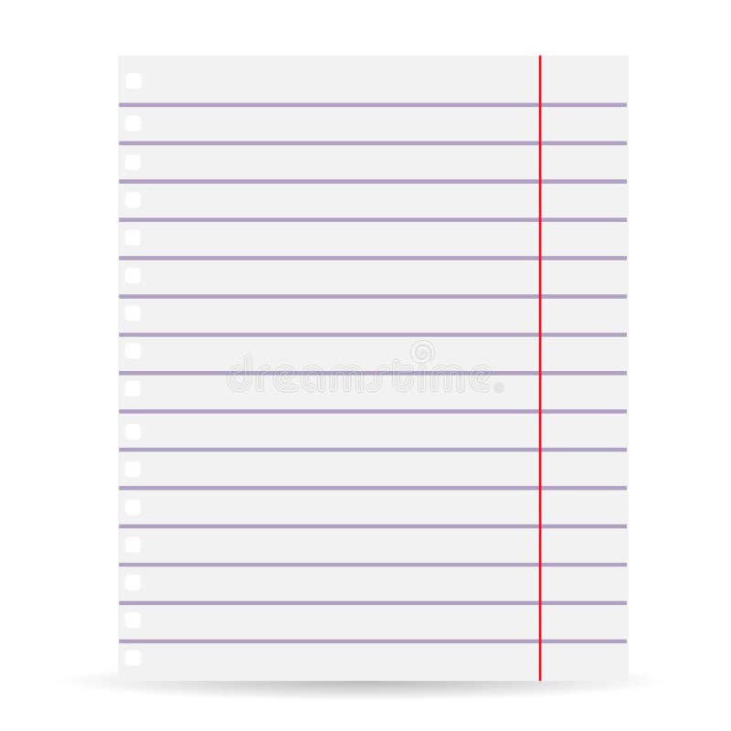 Notebook Blank Paper Background. a Sheet of Paper in Line. Isolated on ...