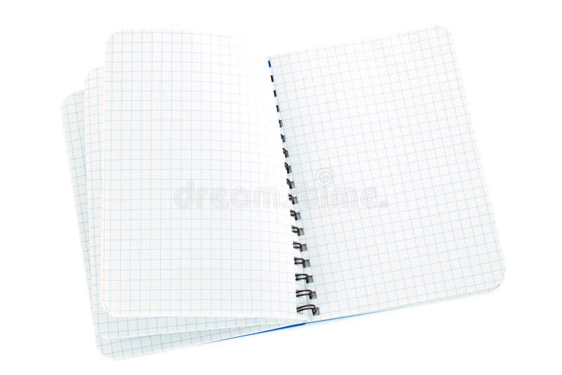 Notebook Blue Checked Flipped Stock Image - Image of empty, isolated ...