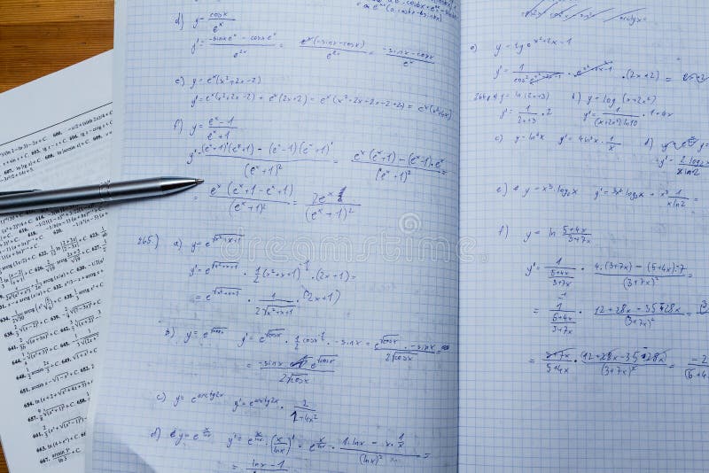 Notebook and Book with Mathematic Equations and Functions Stock Image ...